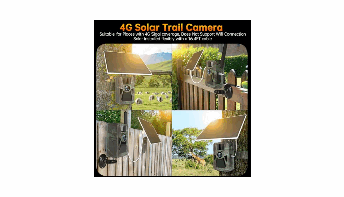 FKPCAM Solar 4G Cellular Trail Camera –4K 48MP, Built-in 7500mAh ...