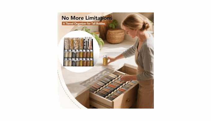 DIOLOVE 2-Pack Expandable Spice Drawer Organizer (11″-22″), 3-Tier ...