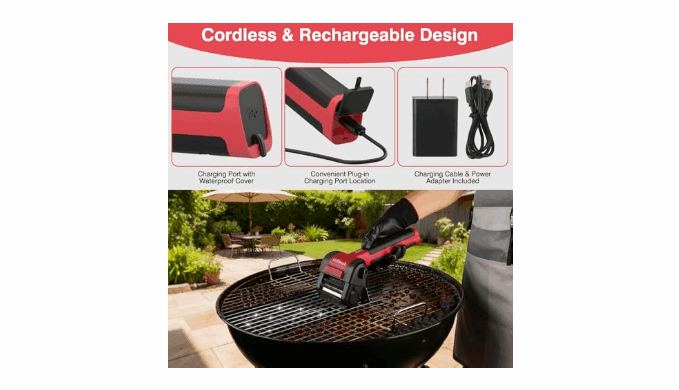 Electric Grill Brush, Cordless Rechargeable Grill Cleaner with LED ...