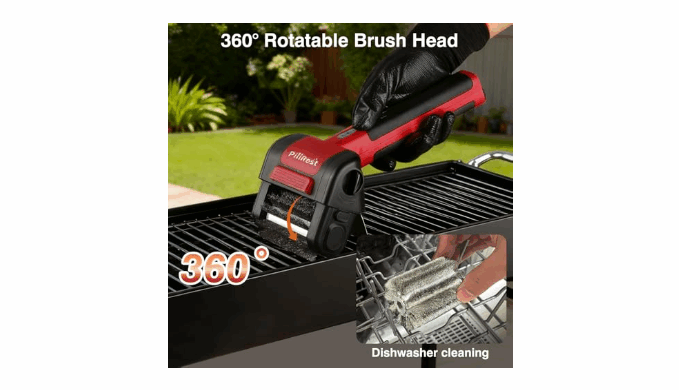 Electric Grill Brush, Cordless Rechargeable Grill Cleaner with LED ...
