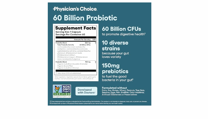 Physician’s CHOICE Probiotics 60 Billion CFU - 10 Strains + Organic ...