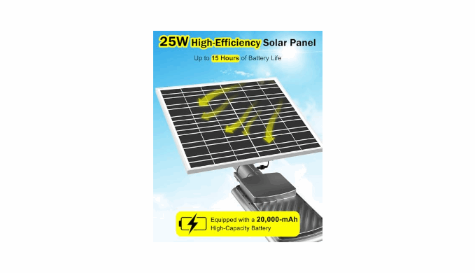 Engrepo Solar Street Lights Outdoor, 15-Hour Runtime IP65 Waterproof ...