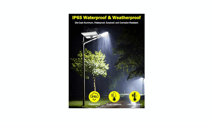 Engrepo Solar Street Lights Outdoor, 15-Hour Runtime IP65 Waterproof ...