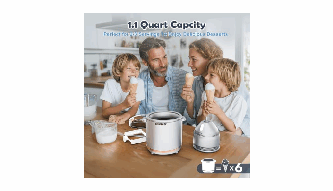 BRIOBITE 1.1 Quart Ice Cream Maker – Electric Ice Cream Machine for ...