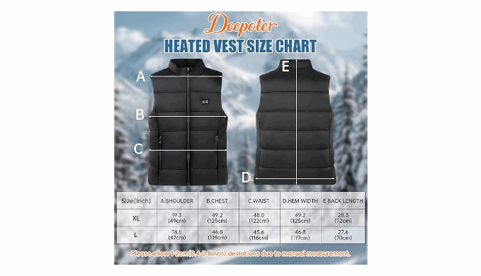 Deepoter Heated Vest for Men, 7.4V Heated Jacket with 8 Heating Zones ...