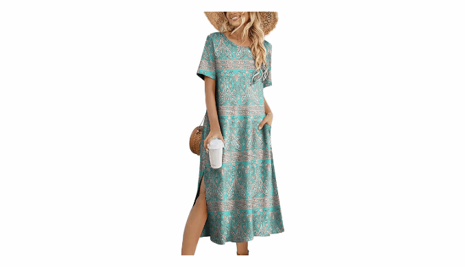 ZEAGOO Women Summer Dress Casual Beach Dress Floral Maxi Split Long ...