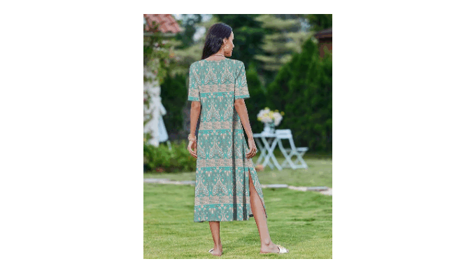 ZEAGOO Women Summer Dress Casual Beach Dress Floral Maxi Split Long ...