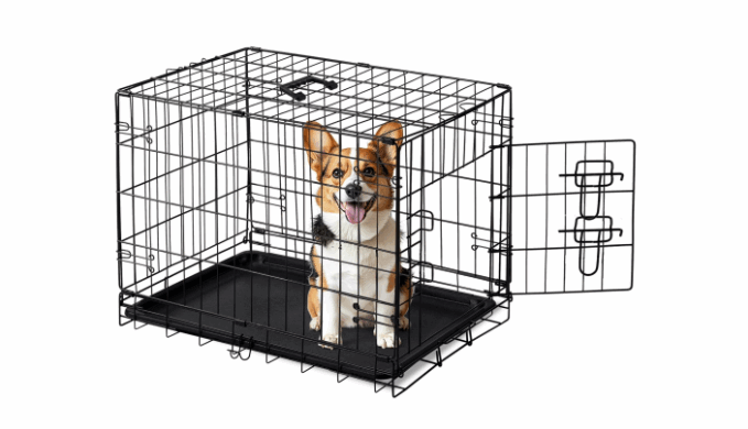 EDX Medium Dog Crate, 30″ Single Door Folding Metal Wire Dog Cage with ...