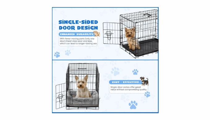 EDX Medium Dog Crate, 30″ Single Door Folding Metal Wire Dog Cage with ...