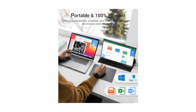 Ingnok Portable Monitor, 15.6inch FHD 1080P Travel Monitor, Ultra-Thin ...