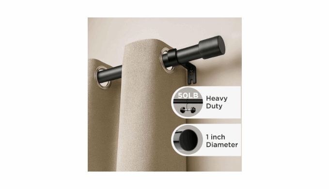 Joydeco Adjustable Curtain Rods for Windows 32 to 144 inches, 1 inch ...