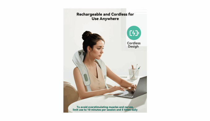 Snailax Cordless Neck Shoulder Massager with Heat, 4D Deep Tissue ...