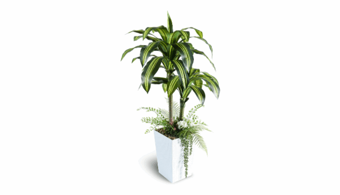 Artificial Plants Indoor, 4FT Tall Fake Tree with White Tall Planter ...