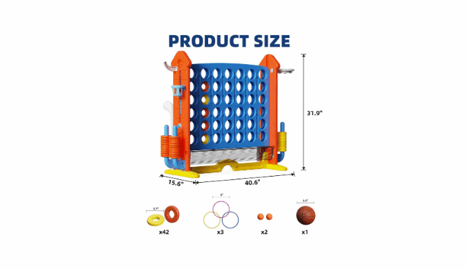 Giant Connect Game - Jumbo 4-to-Score Giant Set with 42 Jumbo Rings,Row ...