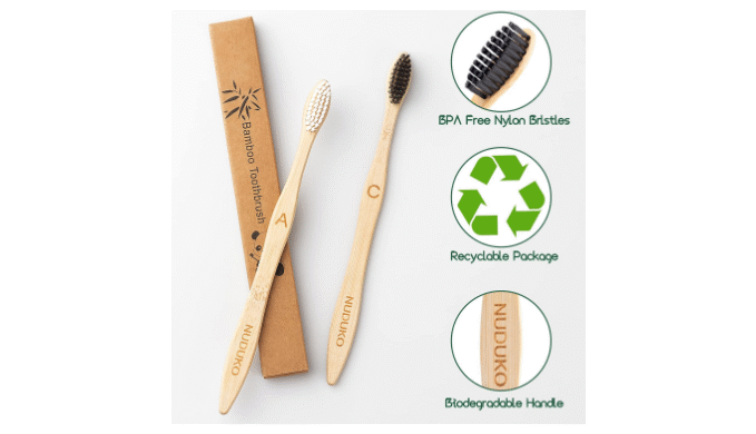 Bamboo Toothbrushes Biodegradable Toothbrush 10 Pack - Eco-Friendly ...